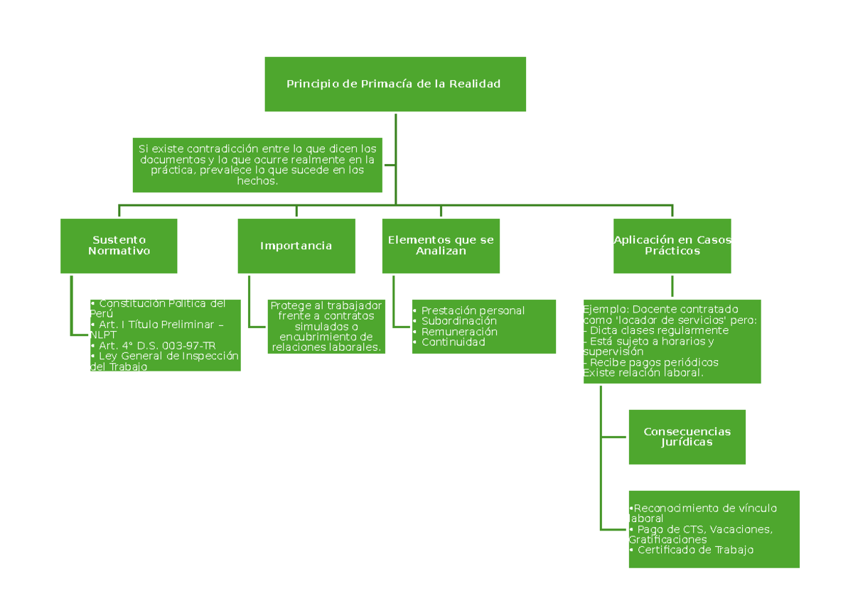 Mapa Conceptual: Principio de Primacía de la Realidad en el Perú - Studocu
