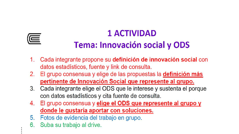 1 ACTIVIDAD: Innovación Social y ODS - Proyecto Colaborativo - Studocu