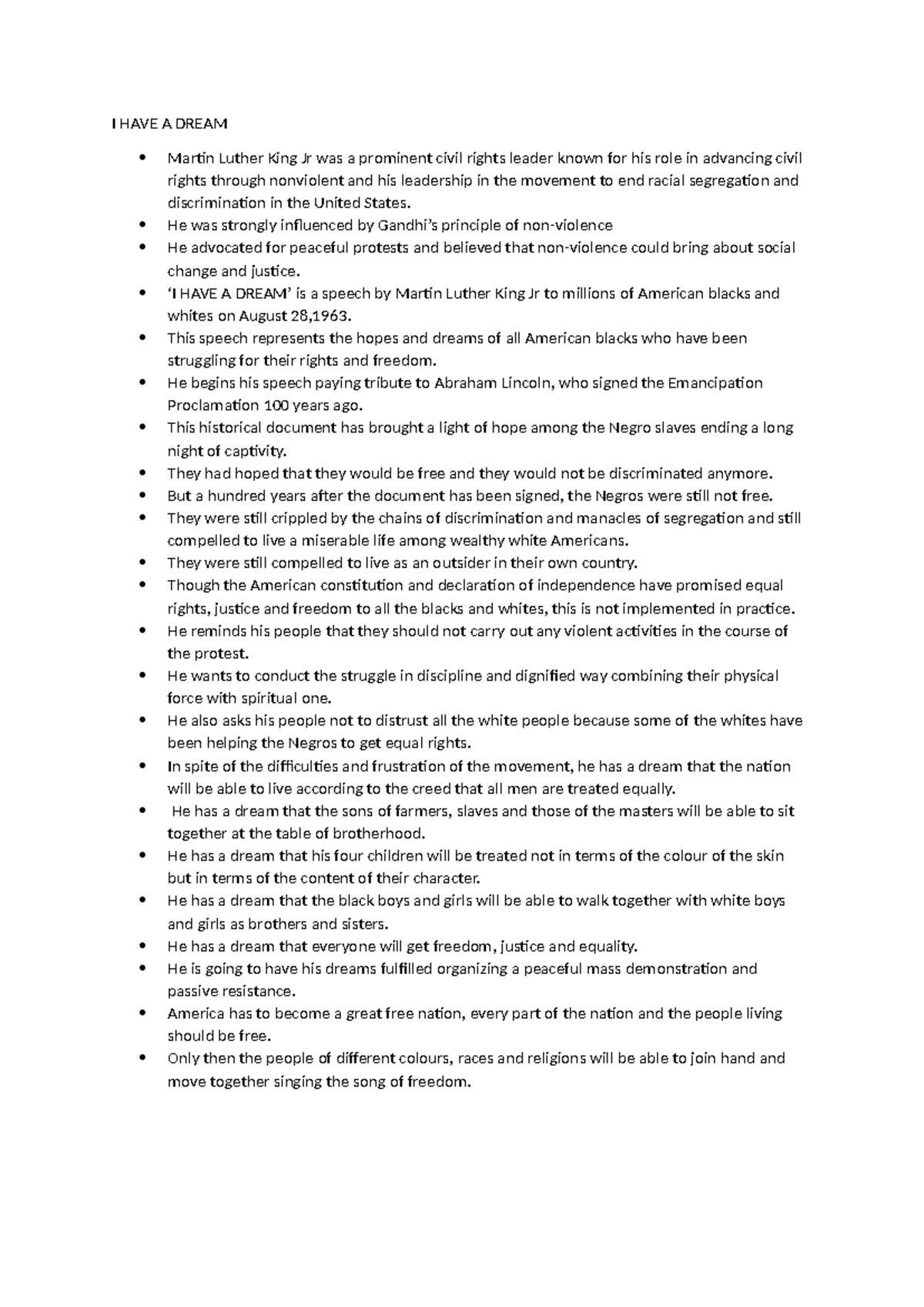 I Have a Dream: Martin Luther King Jr.'s Speech Analysis (CIV 101) - I ...