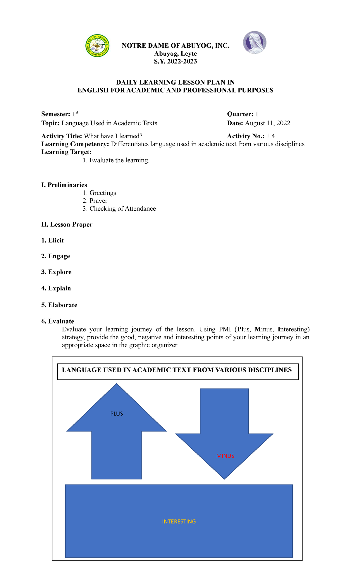 LP 7E's #4 - lesson plan - NOTRE DAME OF ABUYOG, INC. Abuyog, Leyte S ...