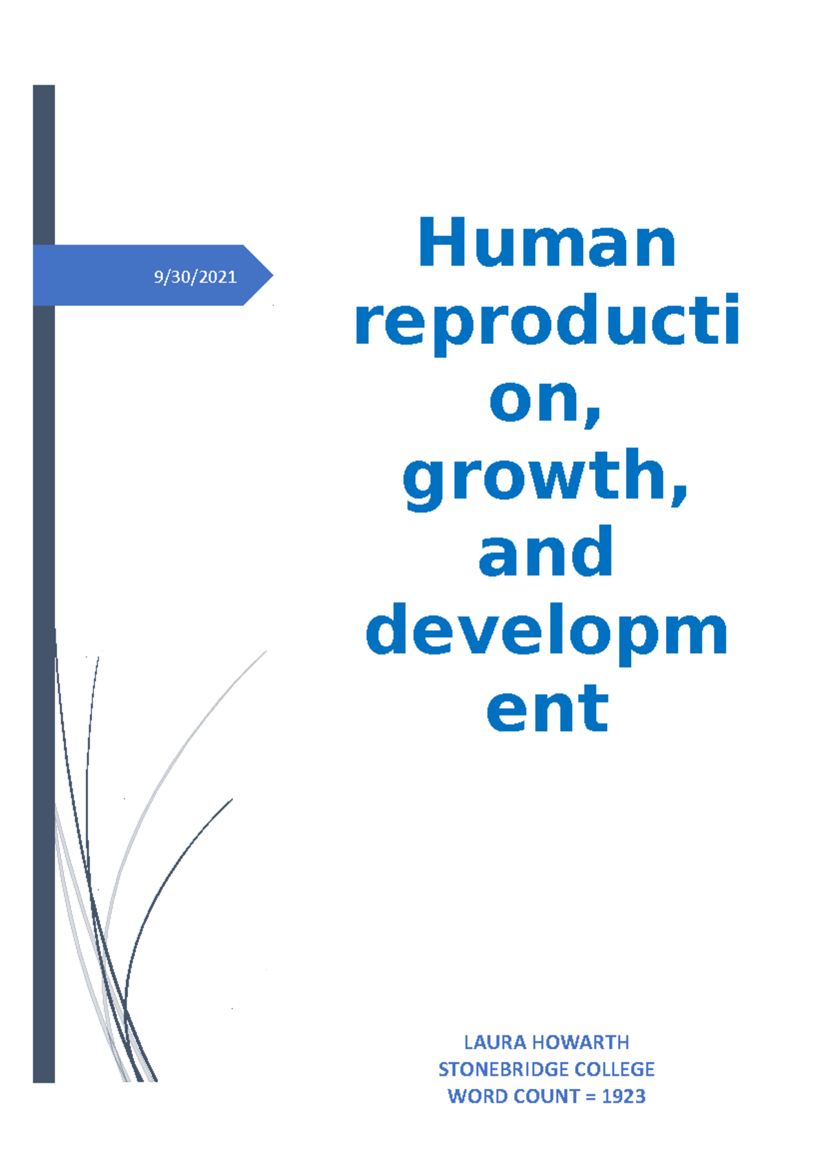 Human reproduction growth and develOpment - 9/30/ LAURA HOWARTH ...