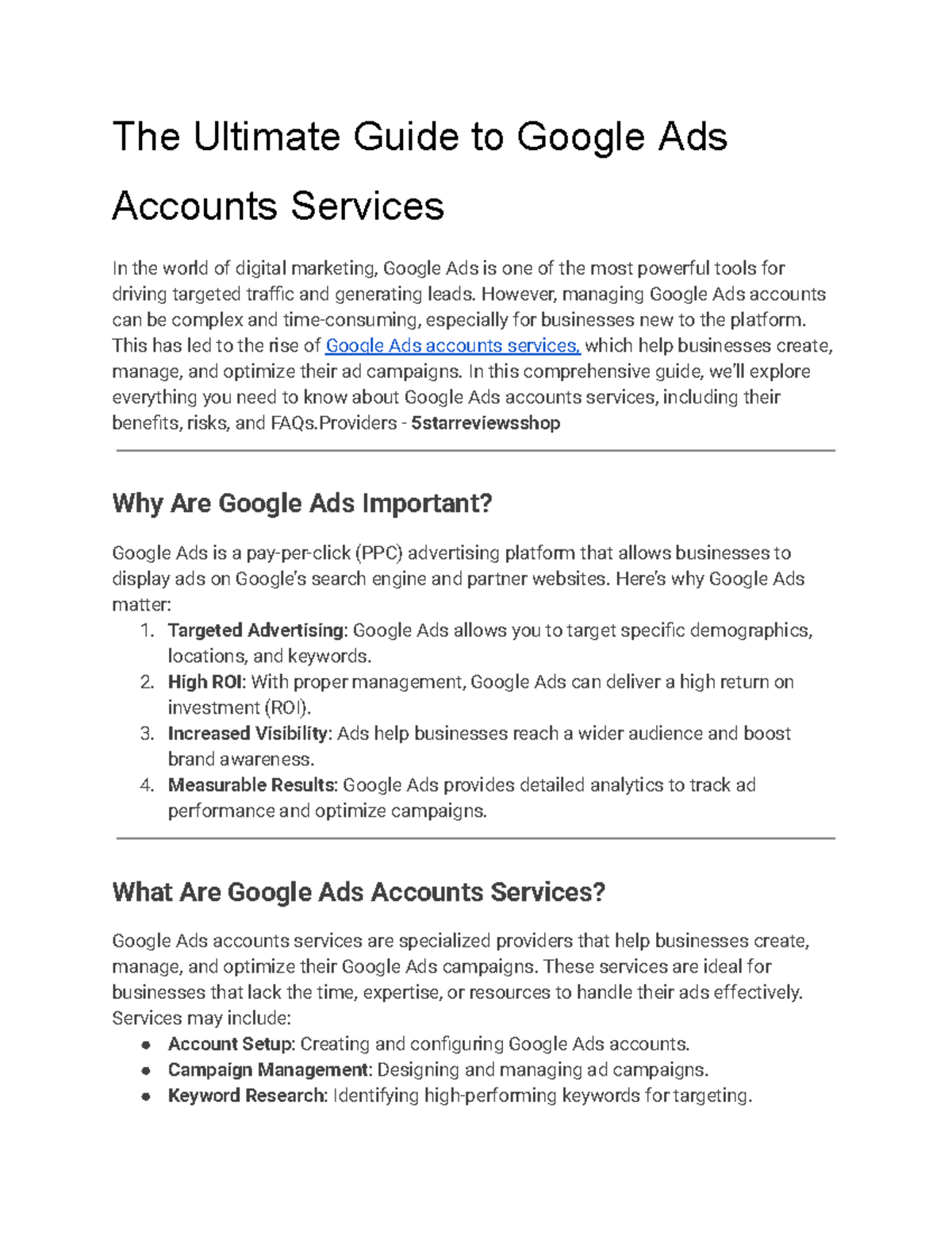 The Ultimate Guide to Google Ads Accounts Services - However, managing ...