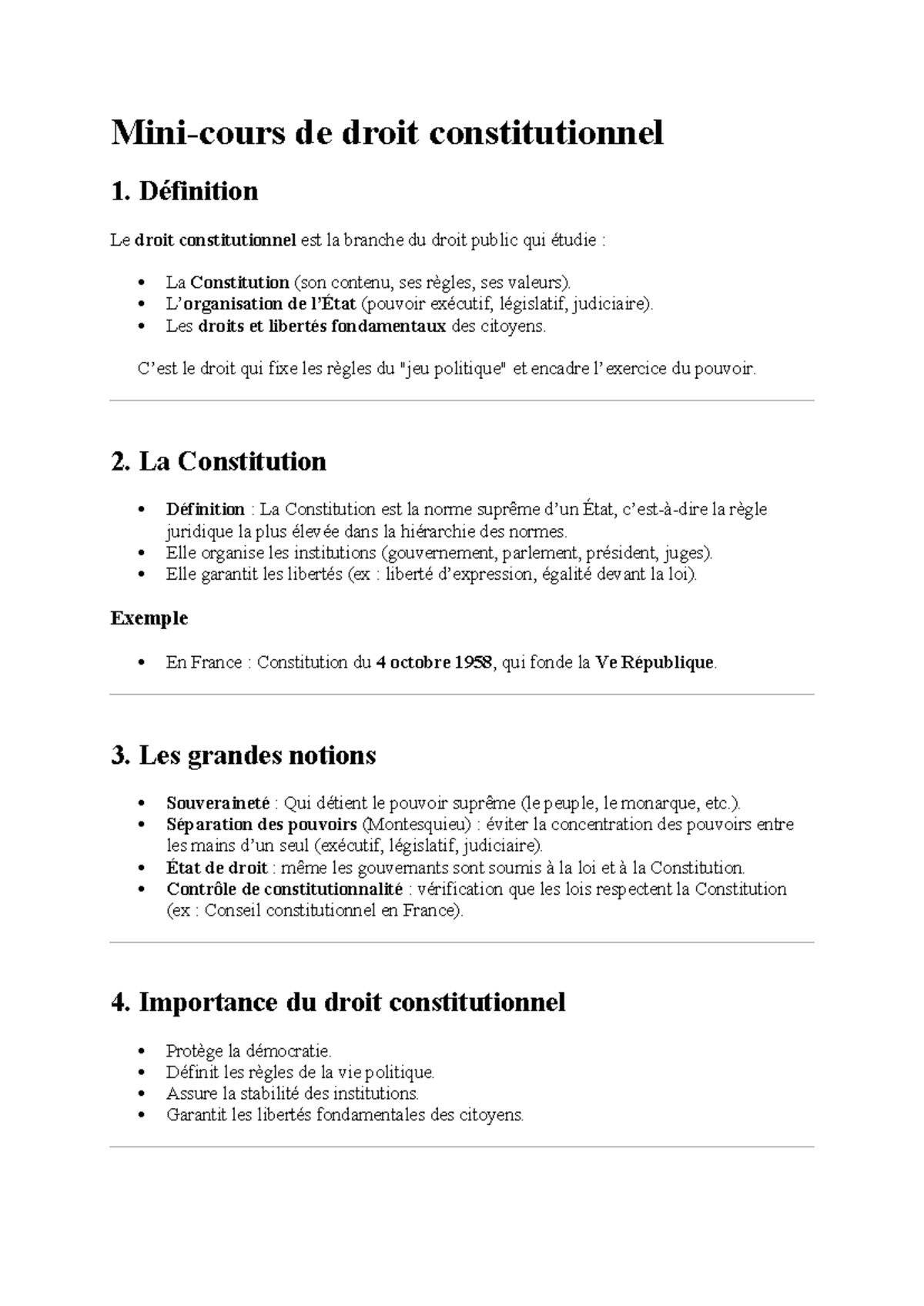Droit Constitutionnel 1: Concepts et Importance des Normes Suprêmes ...