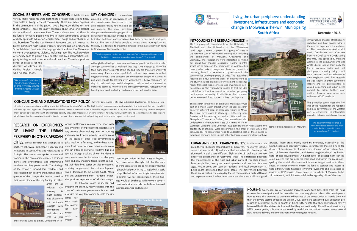 Changes and Improvements in Molweni: Social Benefits & Concerns - Studocu