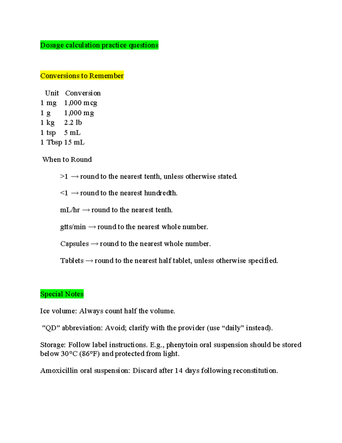 Dosage Calculation Practice Questions: 100 Qs for Nursing Students ...