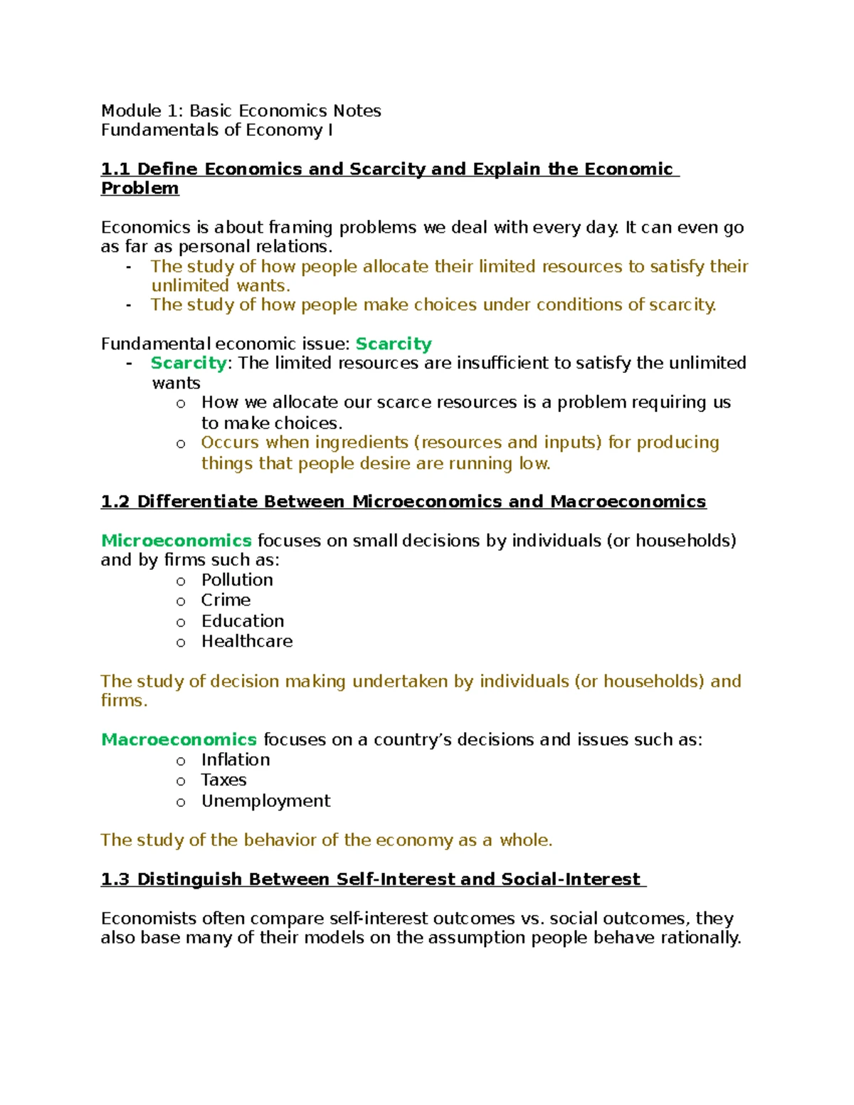 ECON-B 251 Final Exam Study Guide - Chapter 1: Basic Economics o Notes ...