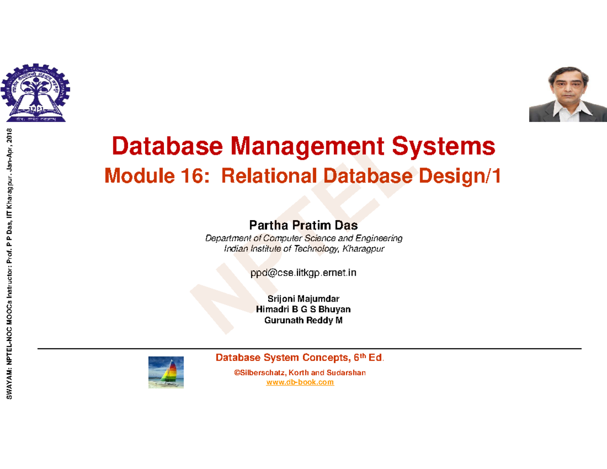 SWAYAM: MOOCs Week 4 Lecture on Database Management Systems (DBMS) - Studocu