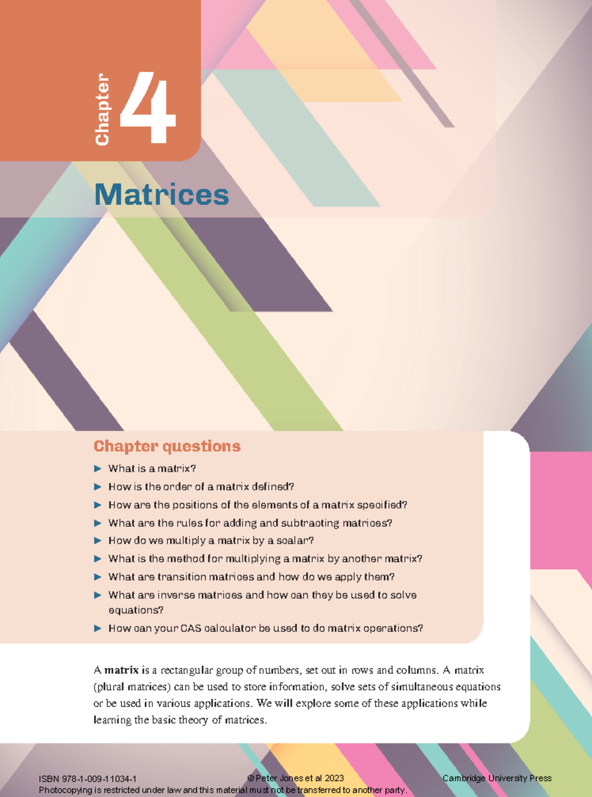 GM12 2ed Ch04 - Understanding Matrices and Their Operations - Studocu