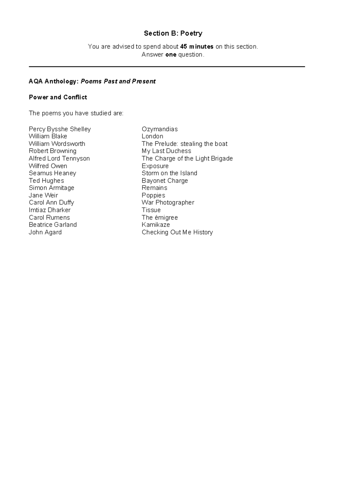 AQA Anthology: Poetry Analysis - Kamikaze Insights - Studocu