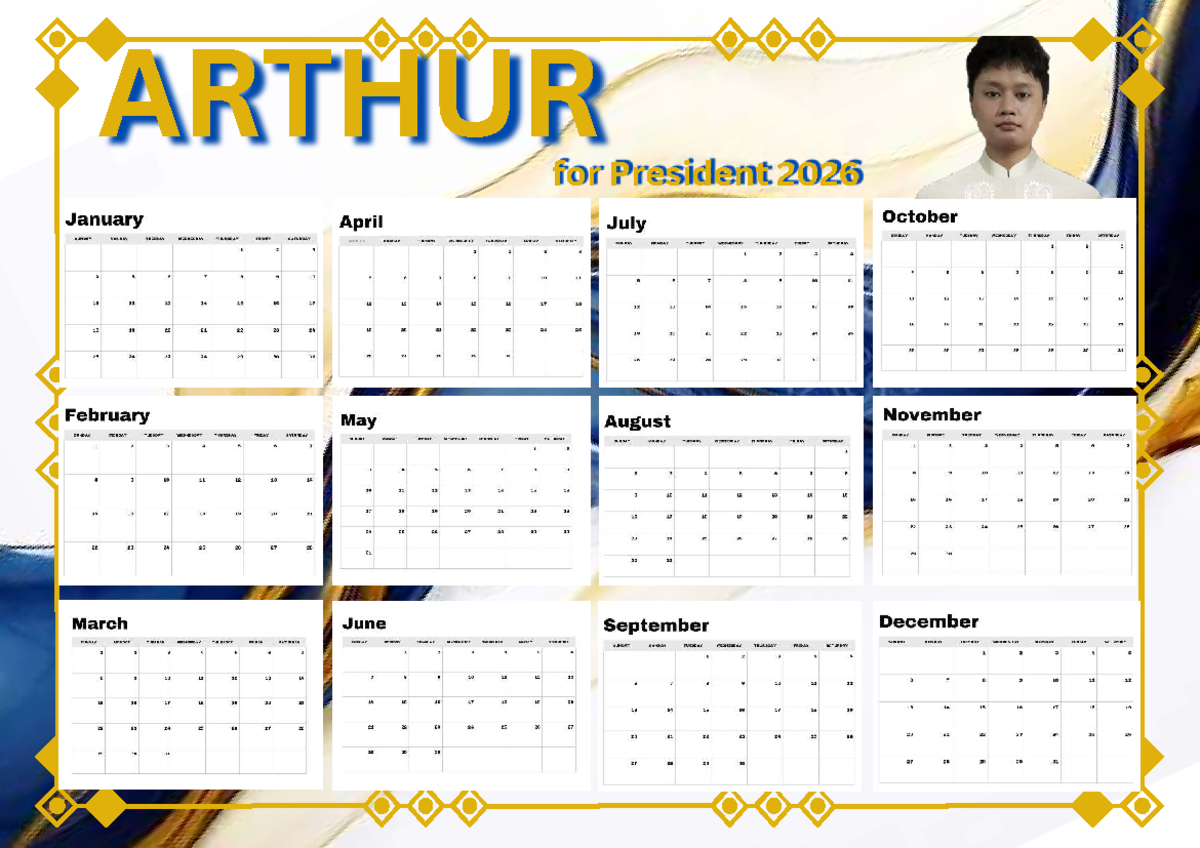 Arthur for President 2026: Monthly Calendar Overview - Studocu
