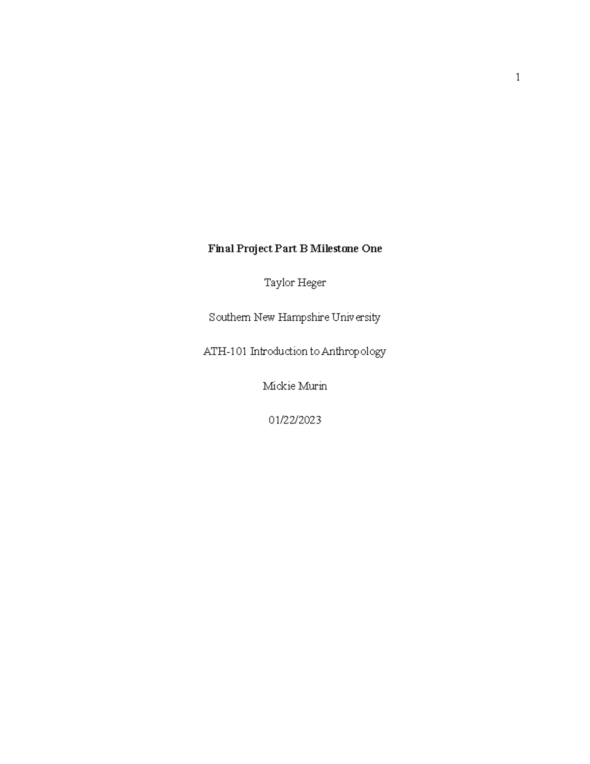 ATH 101 Final Project Part B Milestone One: Crisis Situation Analysis ...