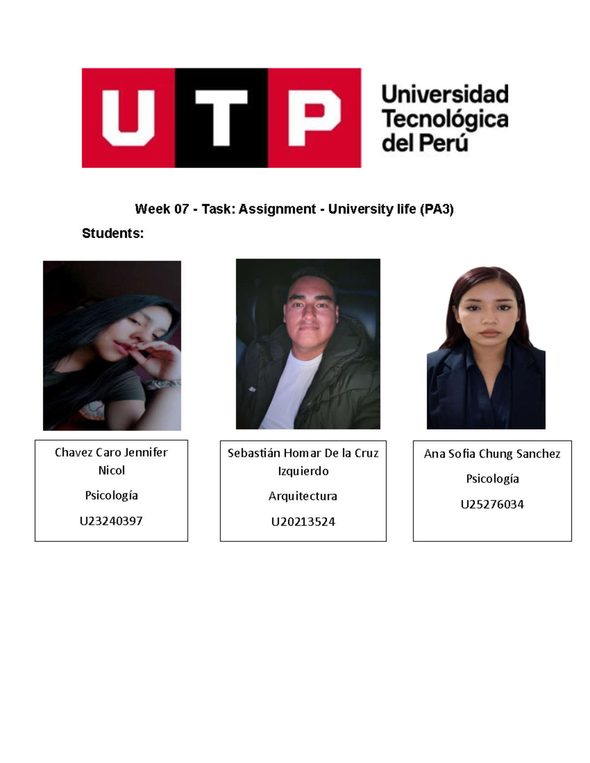 Week 07 - Assignment: University Life (PA3) - Group Work - Studocu