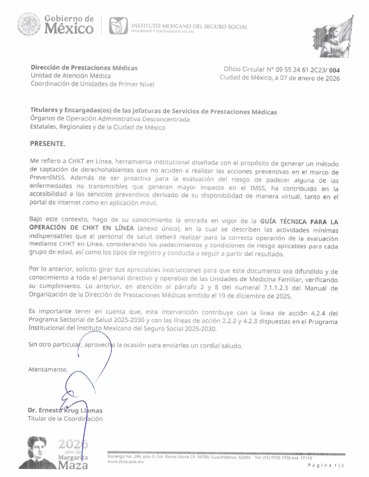 004 - Oficio Circular: Difusión de la GUÍA TÉCNICA CHKT en Línea - Studocu