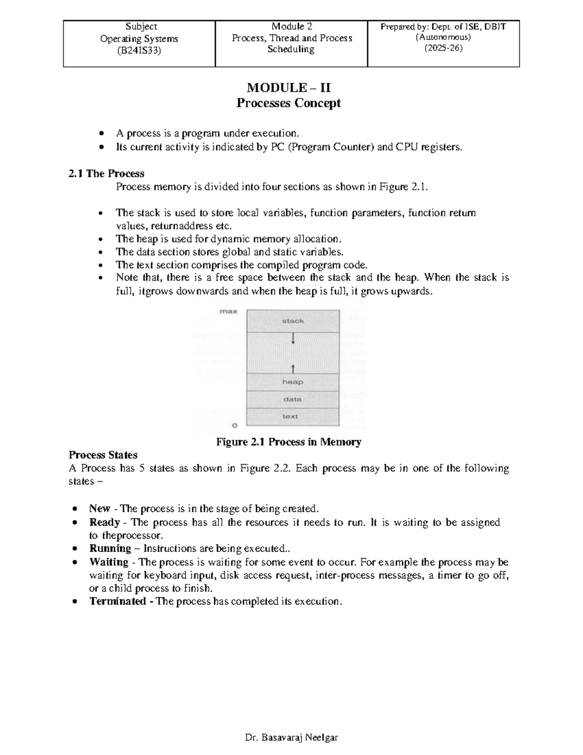 Module 2: Processes, Threads & Scheduling in Operating Systems (B24IS33) - Studocu