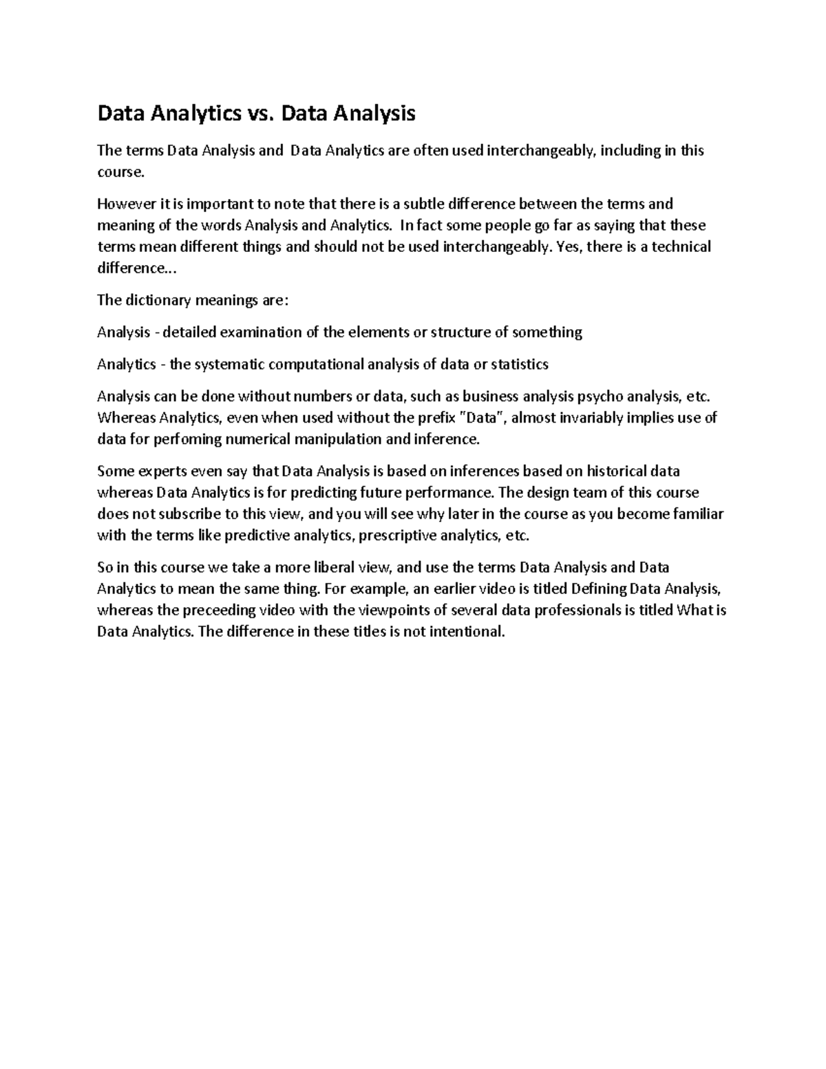 Data Analytics vs Data analysis - Data Analytics vs. Data Analysis The ...