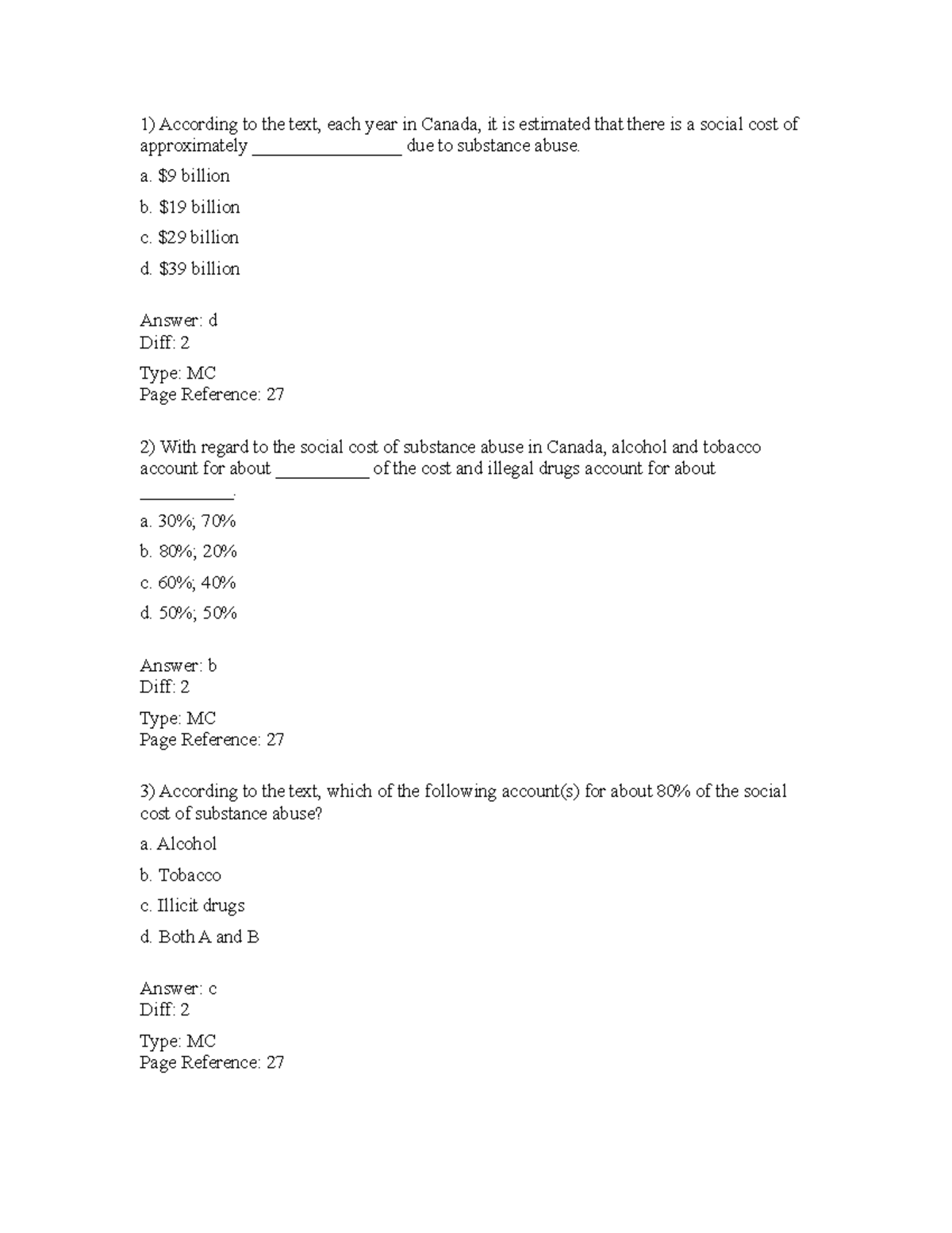 MC Questions on Substance Abuse - Chapter 02 (TIF) - Studocu