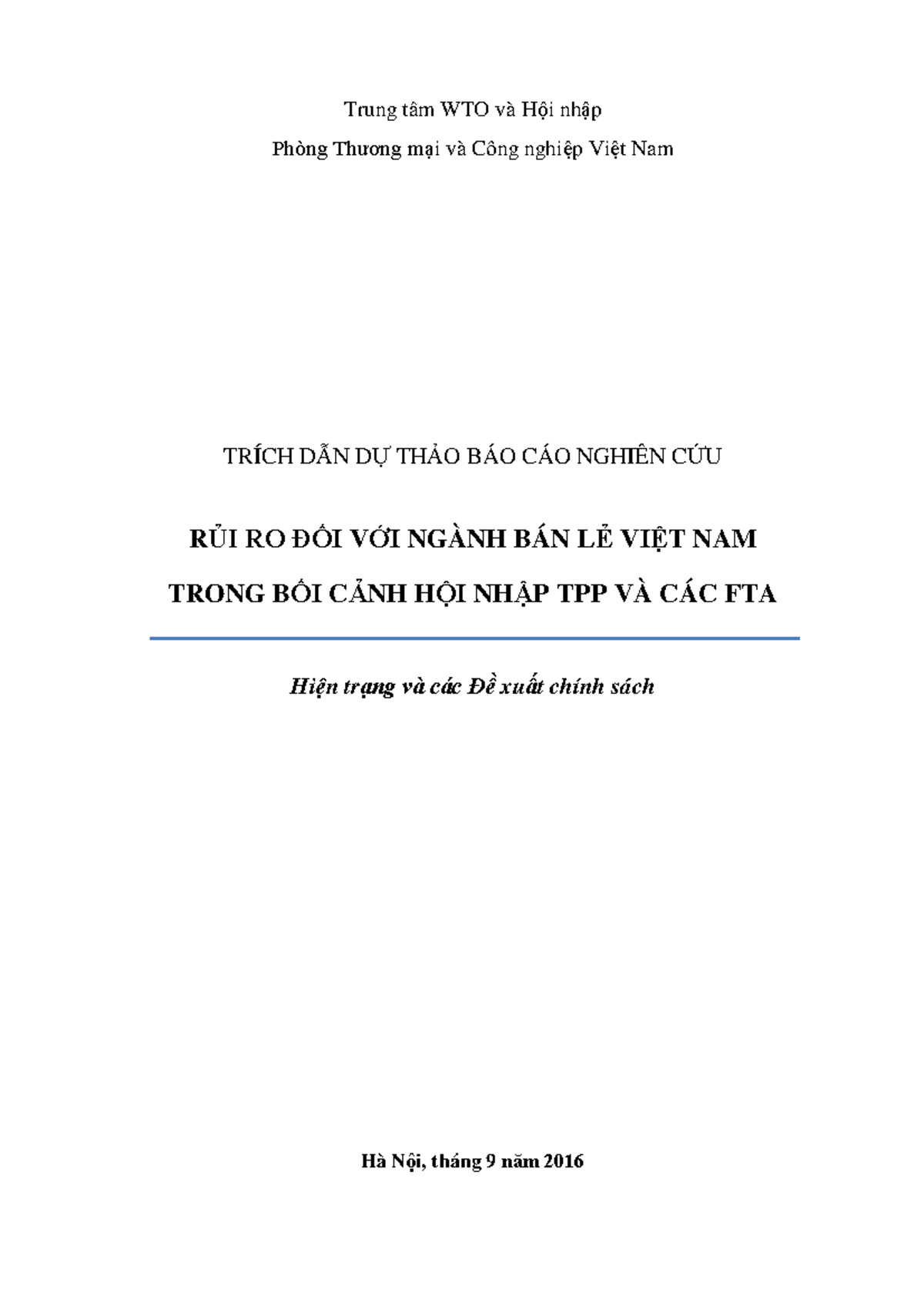 Trích Dự thảo Báo cáo Nghiên cứu Rủi ro Ngành Bán lẻ Việt Nam trong Bối ...