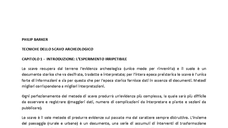 Philip Barker Tecniche di Scavo Archeologico - Capitolo 1: Introduzione ...