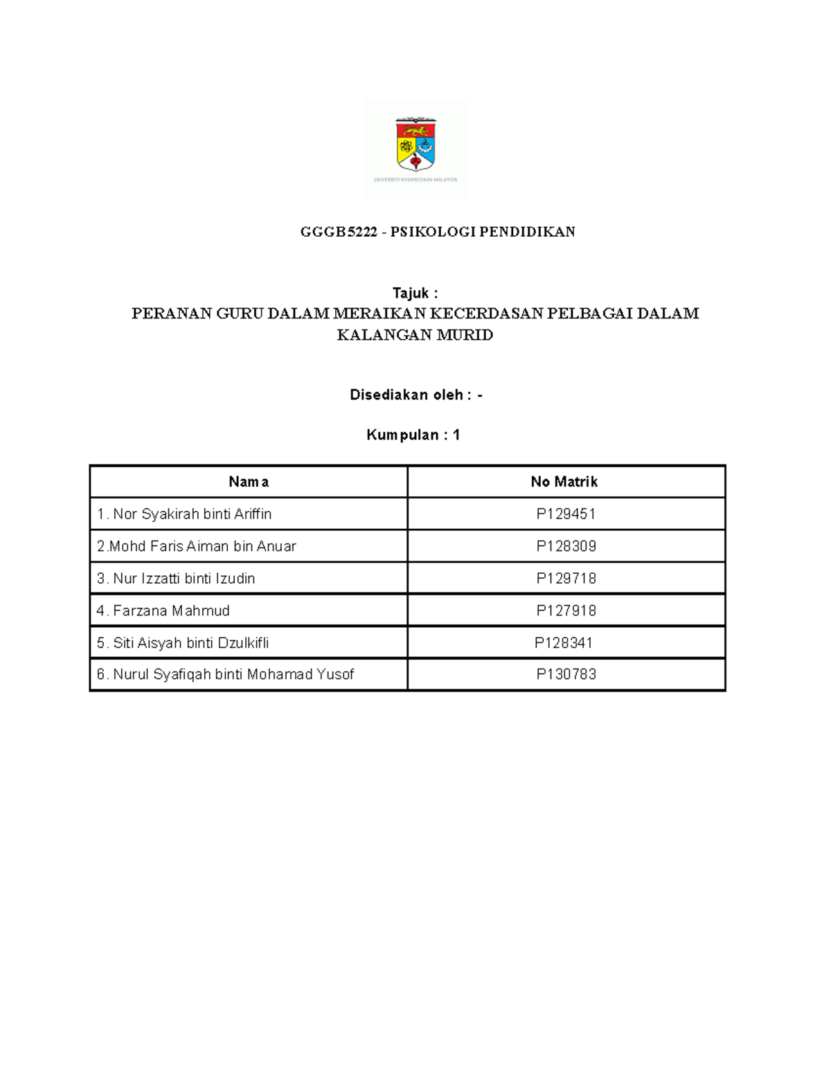 GGGB 5222 - Psikologi Pendidikan: Peranan Guru dalam Merayakan ...