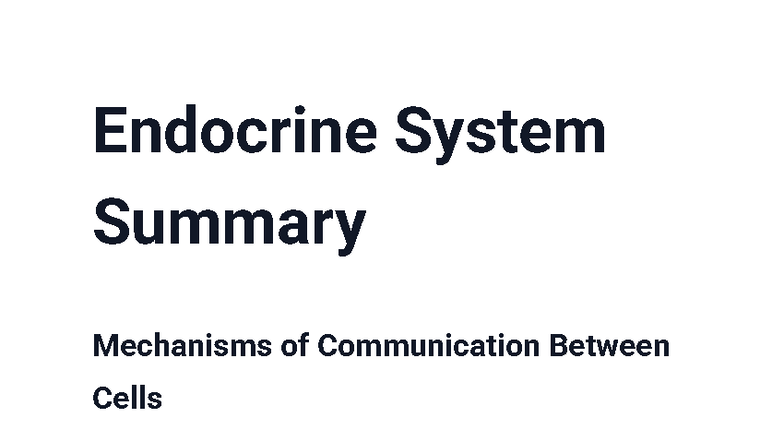 Endocrine System Summary: Mechanisms & Hormone Functions - Studocu