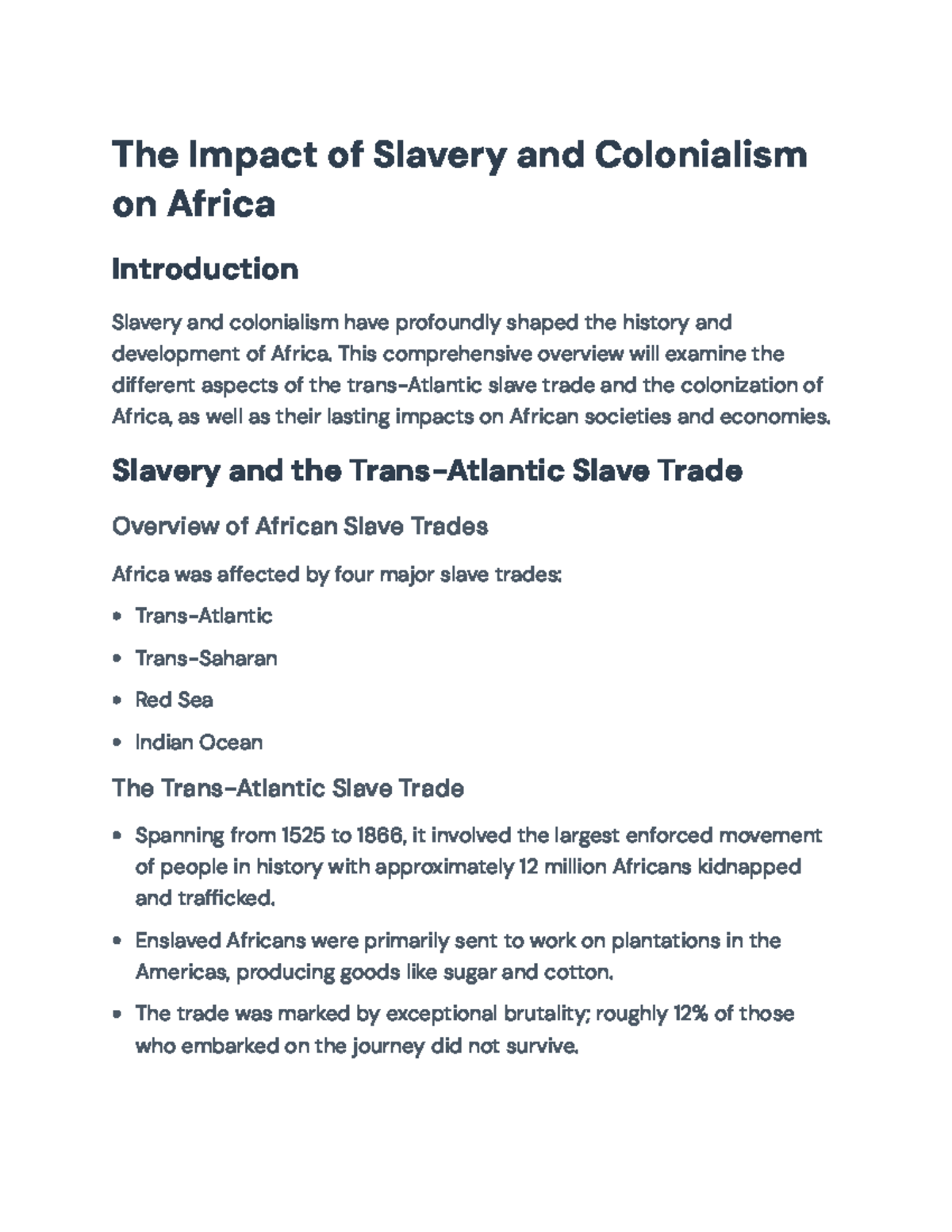 The Impact of Slavery and Colonialism on Africa: A Comprehensive ...