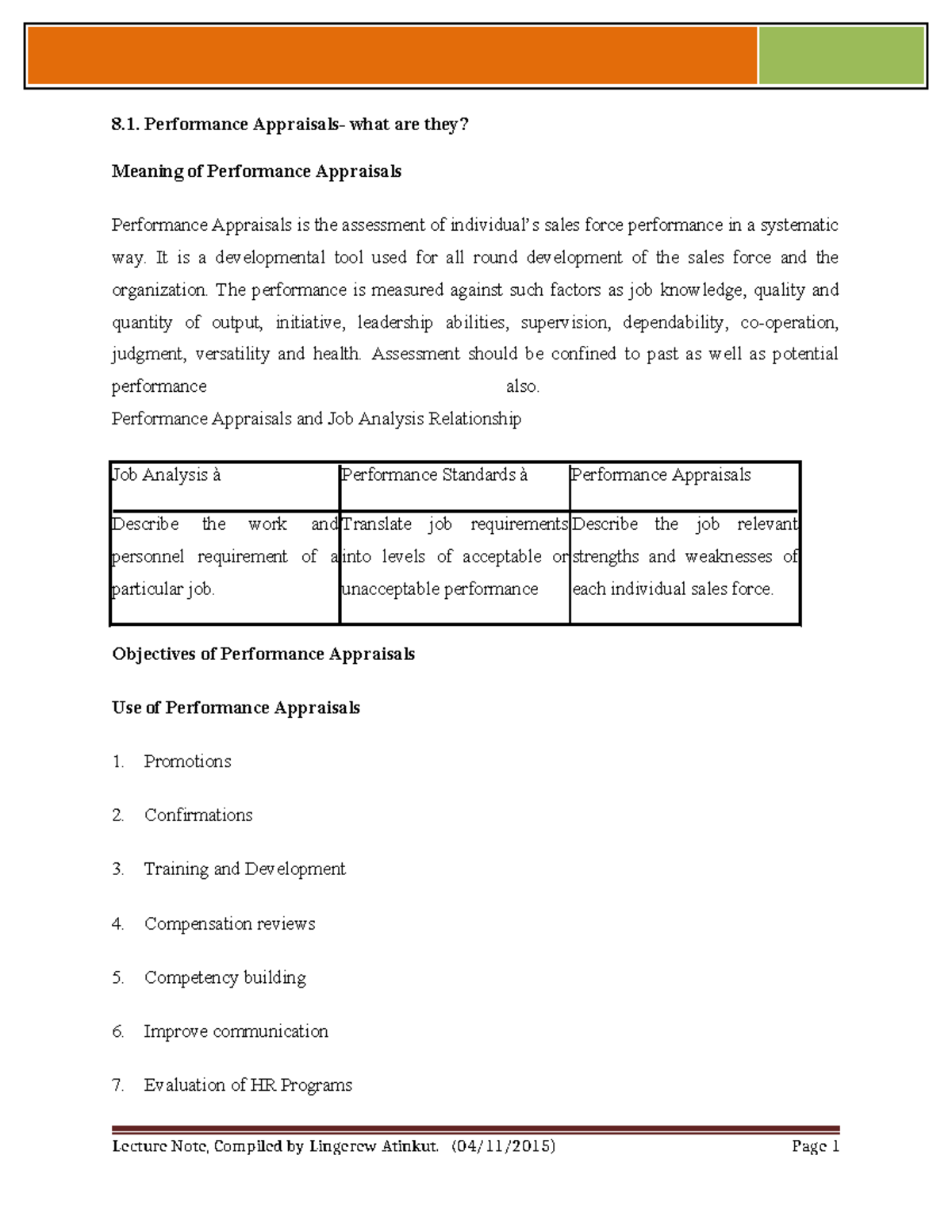 Sales Management Chapter 8: Understanding Performance Appraisals - Studocu