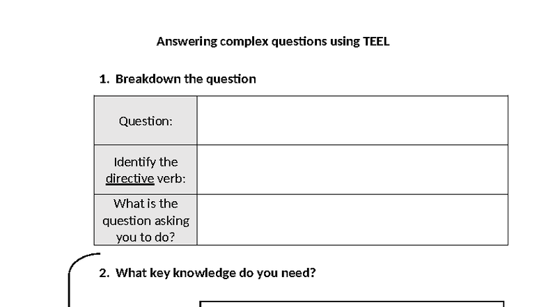 Answering Complex Questions Using TEEL: Rights and Freedoms Formative ...