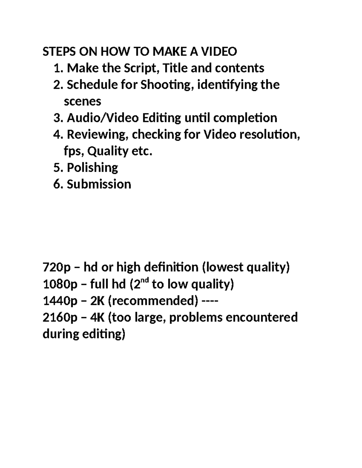Steps ON HOW TO MAKE A Video - tle ict - STEPS ON HOW TO MAKE A VIDEO ...