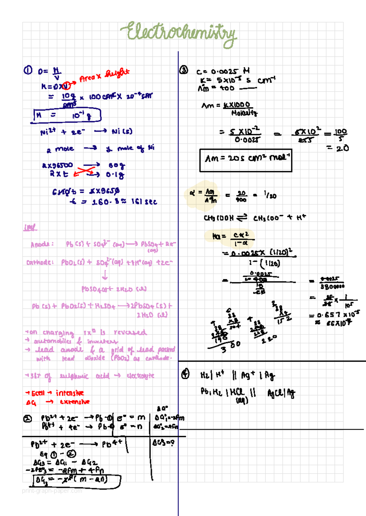 Electrochemistry Final Revision Notes - Course Code M - Studocu