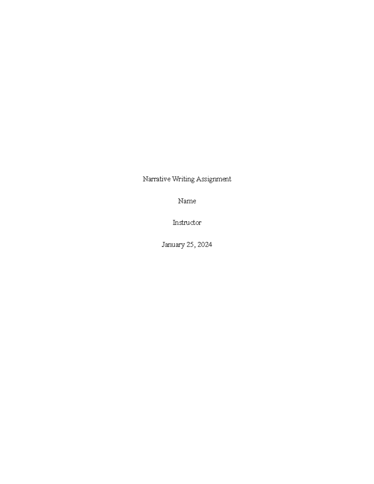 Narrative Writing Assignment - January 25, 2024 - Studocu