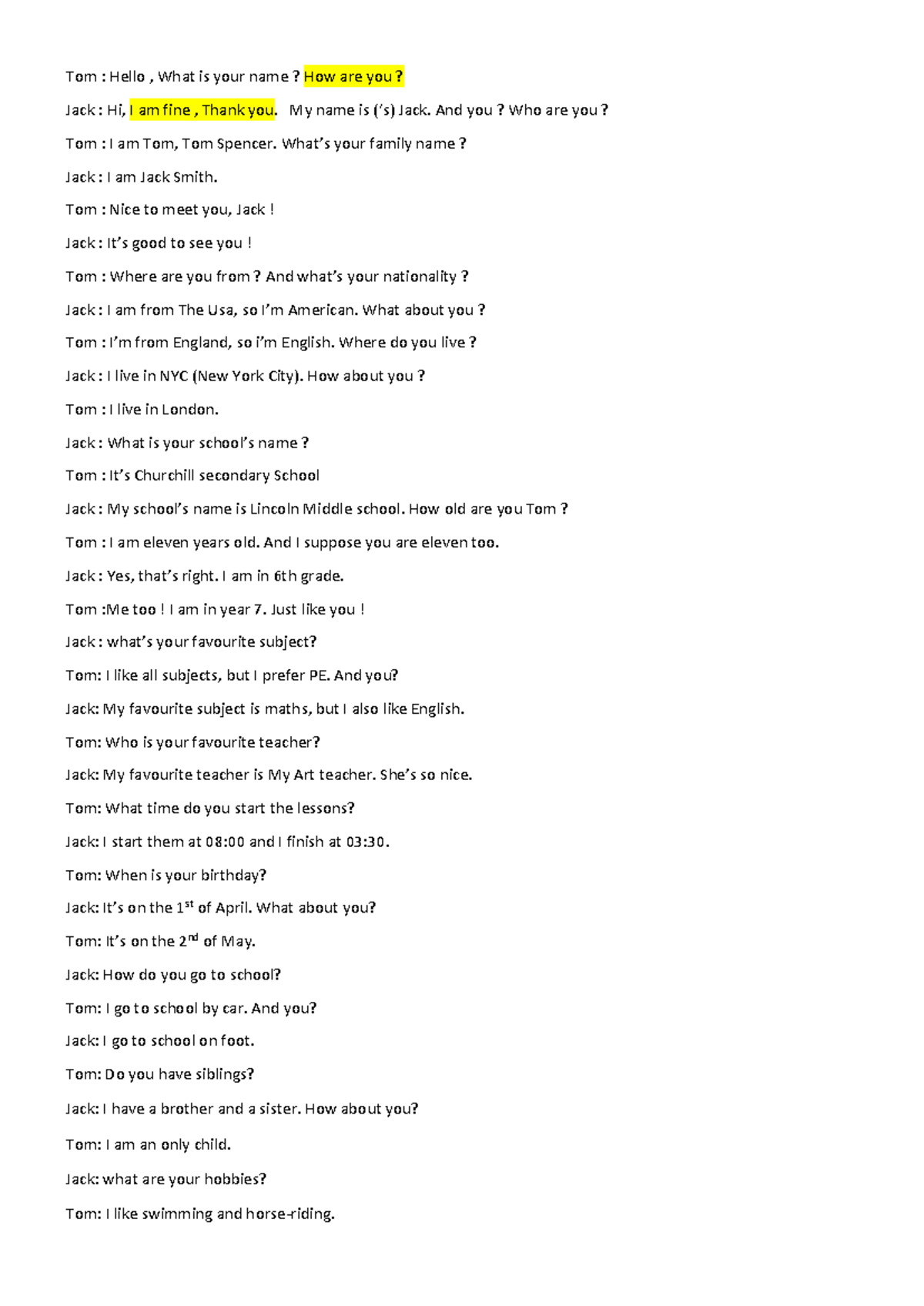 Tom & Jack Dialogue - Essential Study Notes for Revision - Studocu