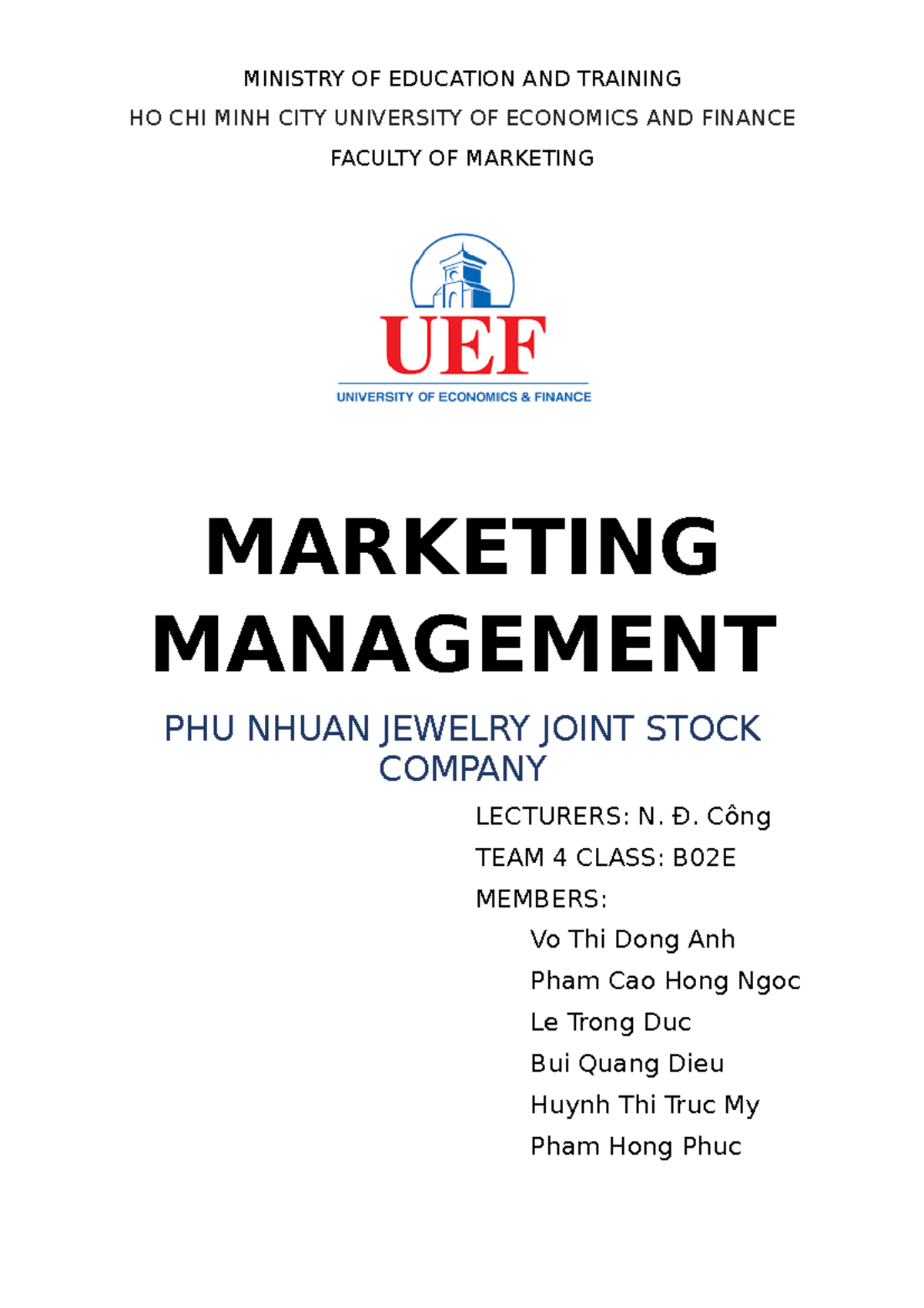 BAO CAO CUOI KI PNJ - MINISTRY OF EDUCATION AND TRAINING HO CHI MINH ...