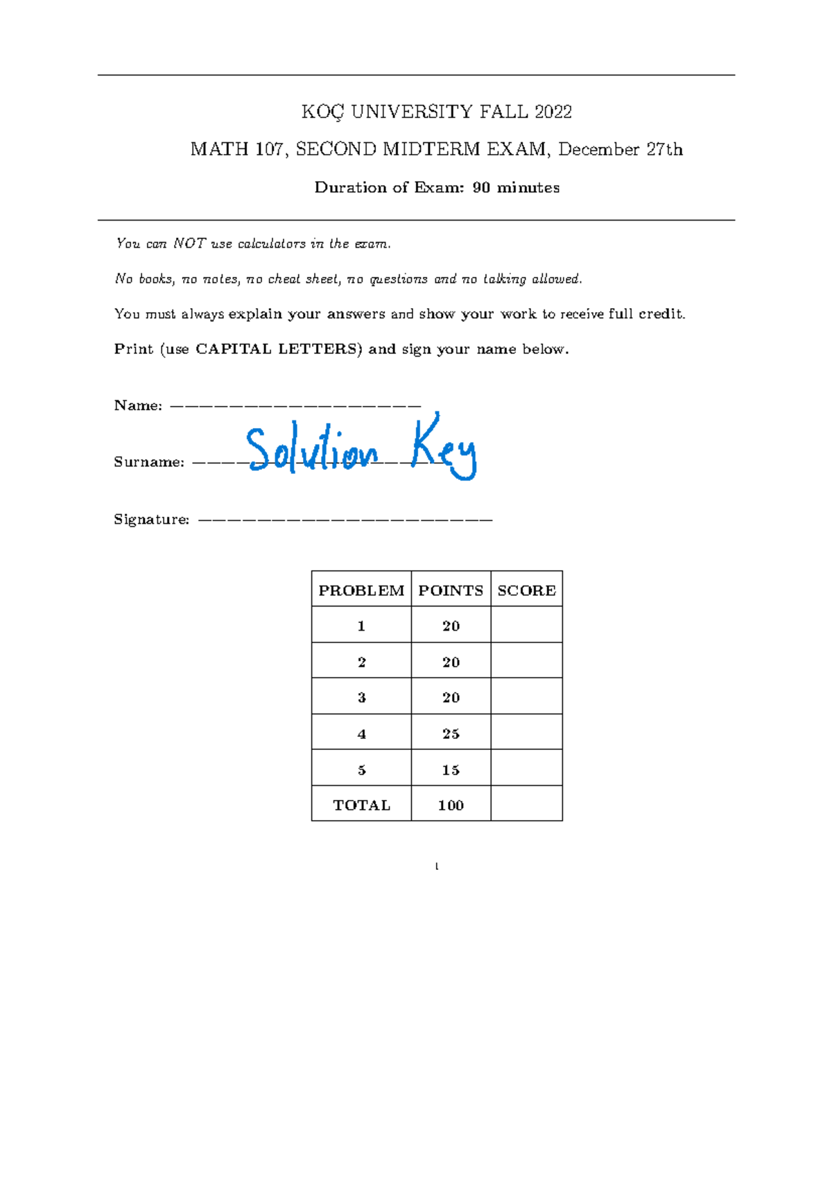 Fall 2022 MATH 107 Second Midterm Exam Details and Problems - Studocu