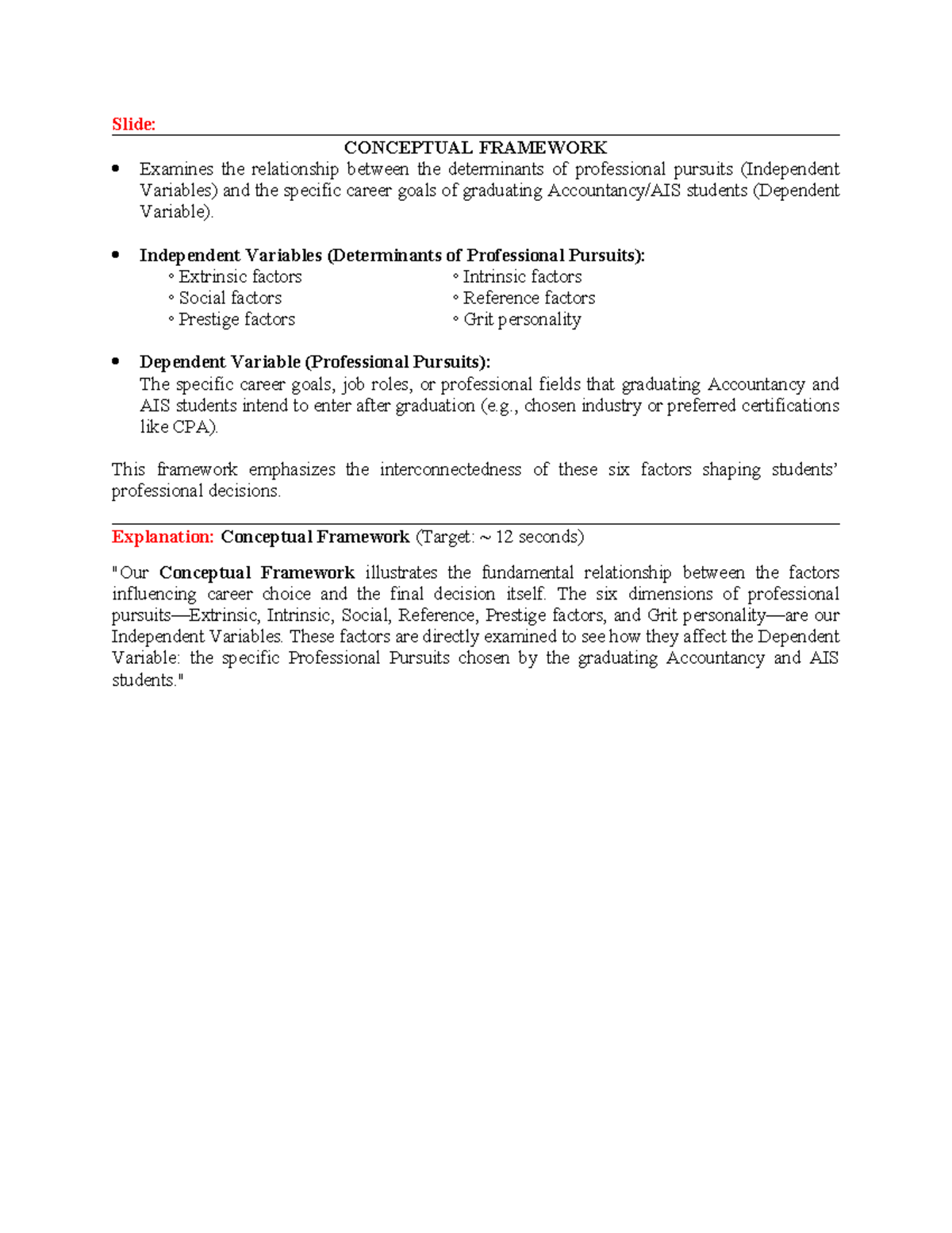 Conceptual Framework & Theoretical Framework for Professional Pursuits ...