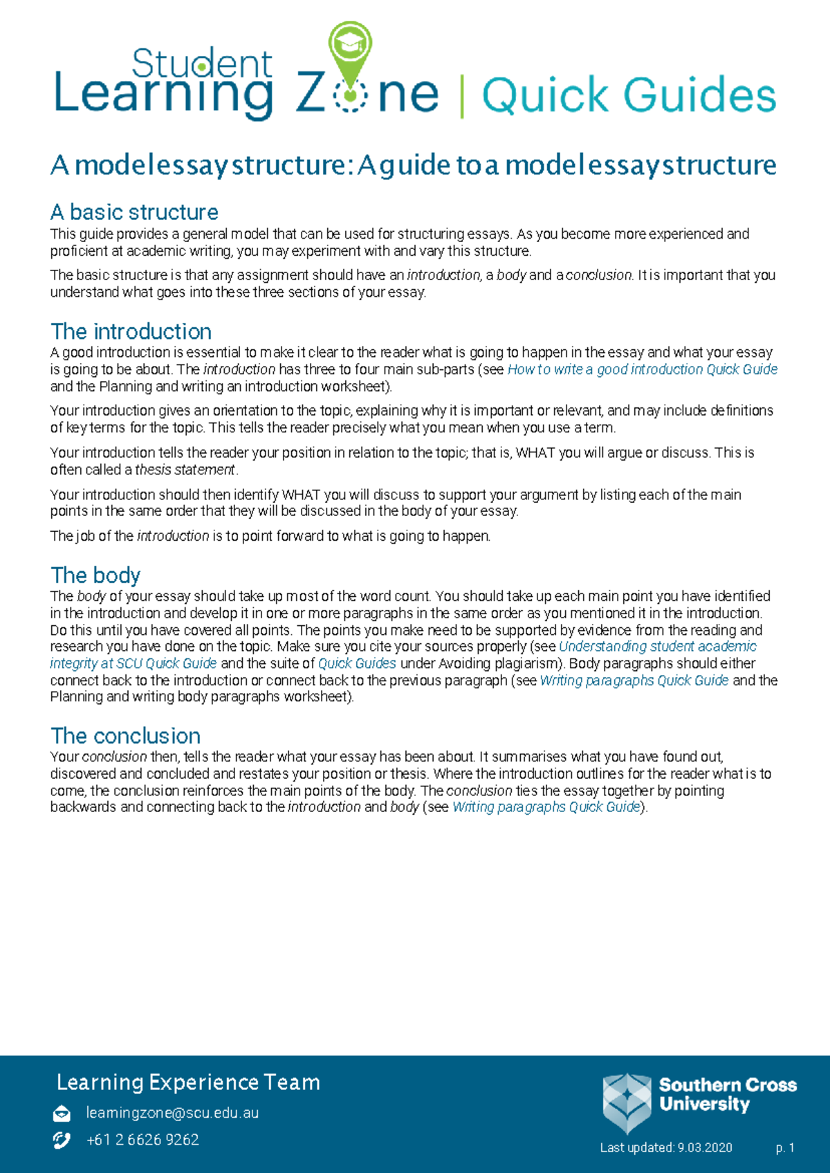 SCU Essay Structure Guide: Crafting Your Model Essay Effectively - Studocu