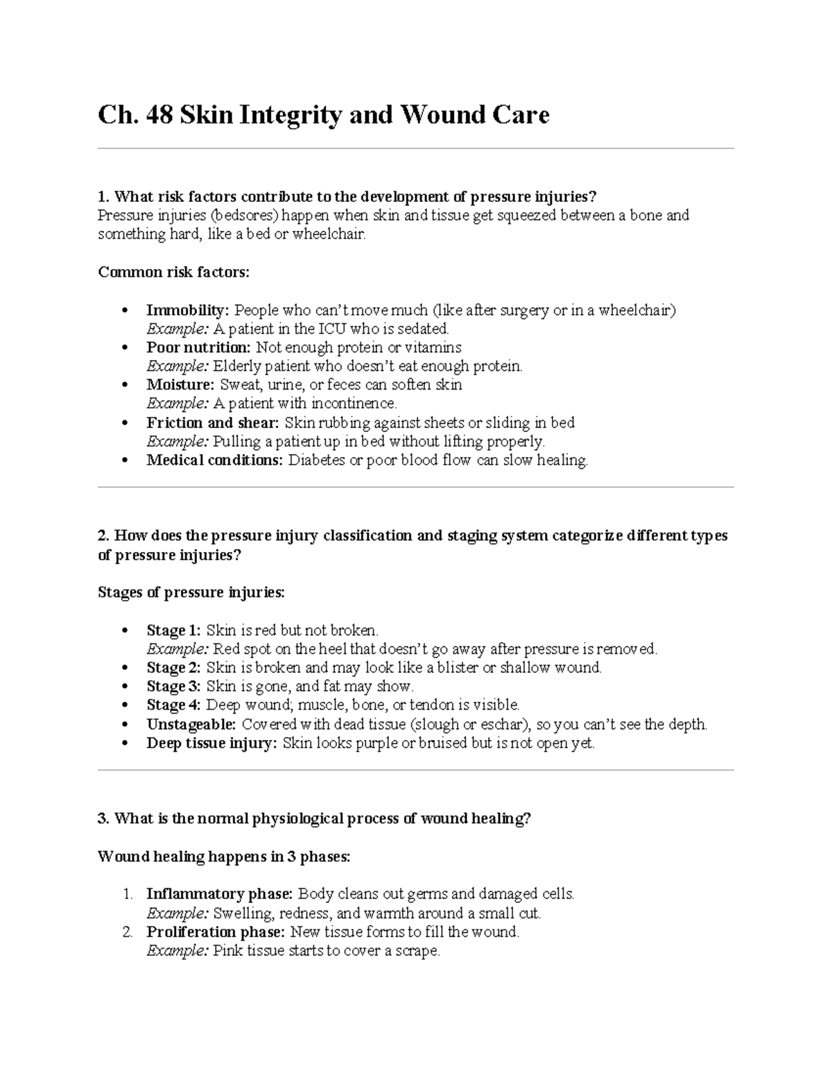 Ch. 48 Skin Integrity & Wound Care: Risk Factors & Healing Process ...