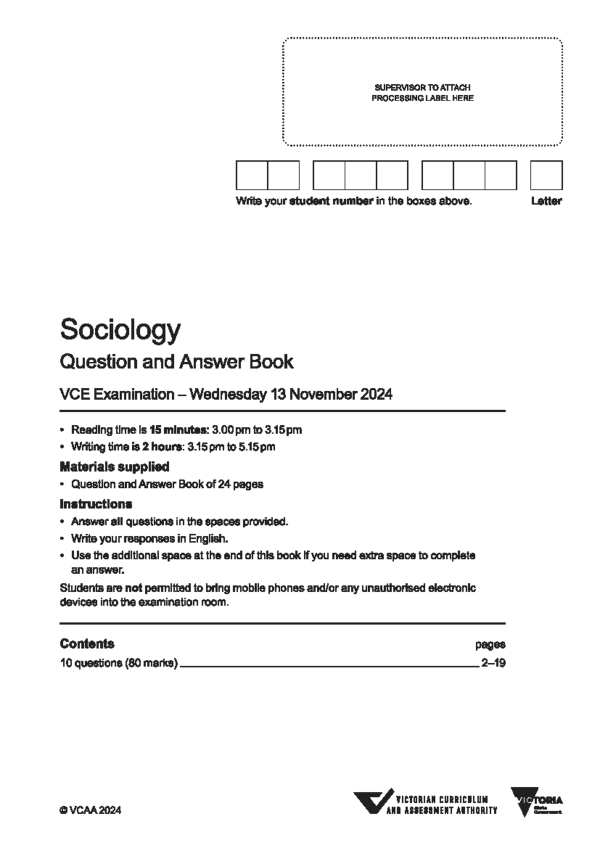 2024 VCE Sociology Exam: Questions & Answers Guide - Studocu