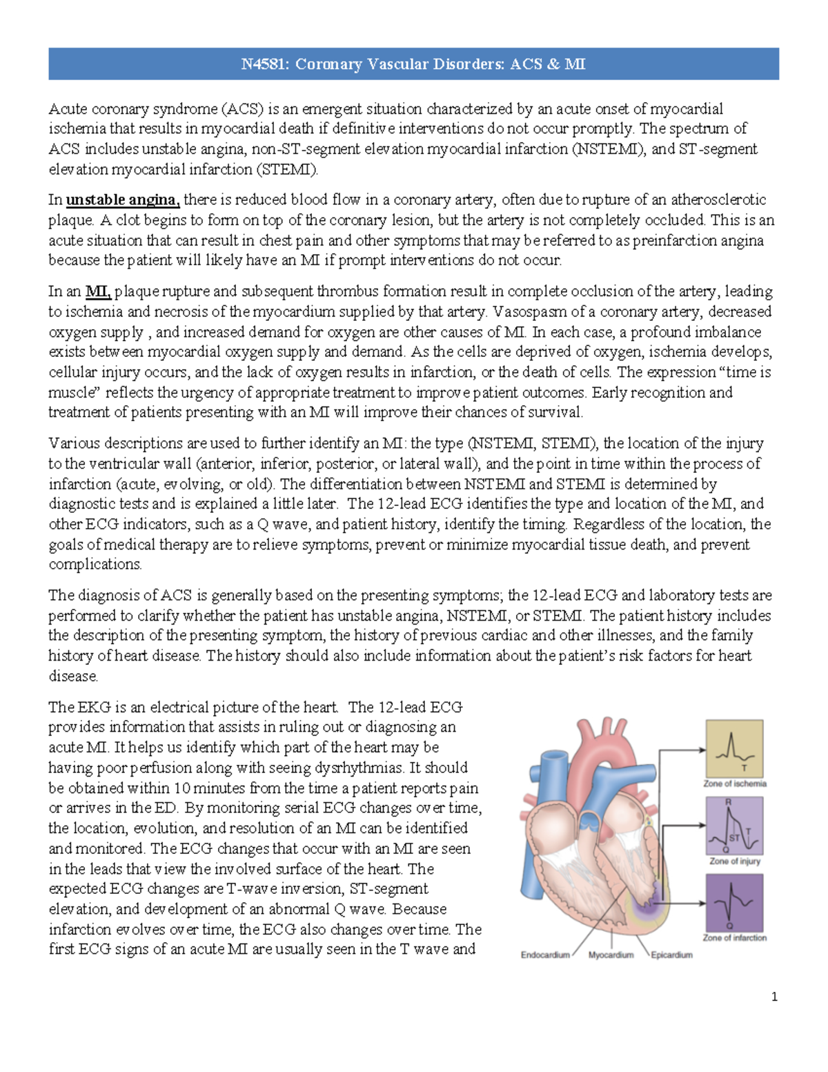 N4581: Acute Coronary Syndrome (ACS) Management and Diagnosis - Acute ...