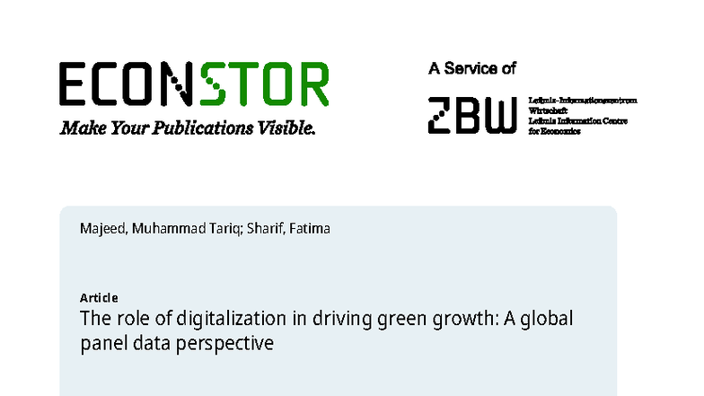 Digitalization and Green Growth: Insights from Global Panel Data ...