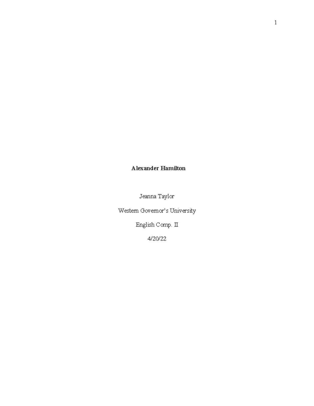 Analysis of Alexander Hamilton's Contributions to U.S. History - Studocu