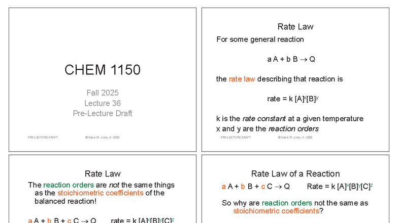 CHEM 1150 Fall 2025 Lecture 36: Understanding Rate Laws - Studocu