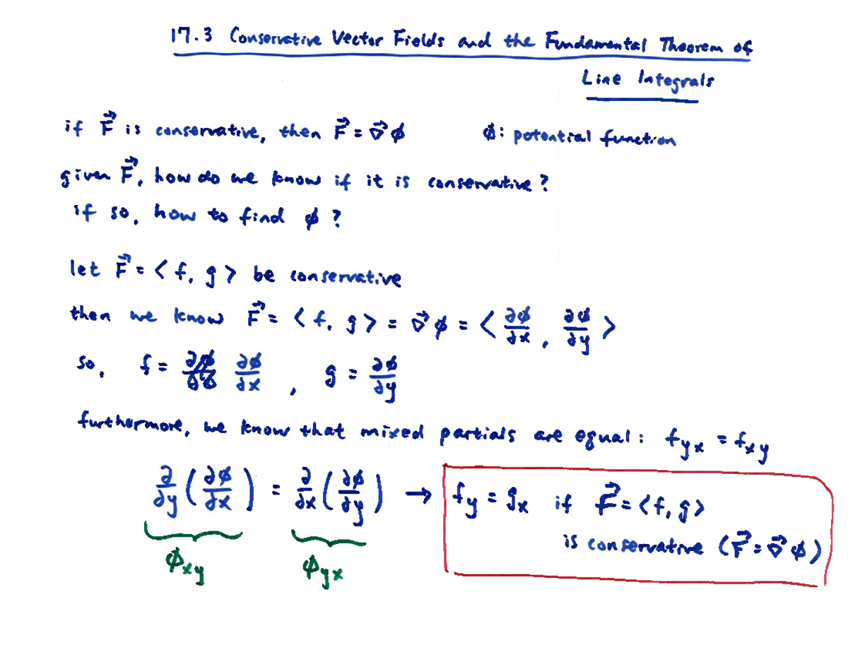 Lesson 28 (17) - Conservative Vector Fields & Line Integrals - Studocu