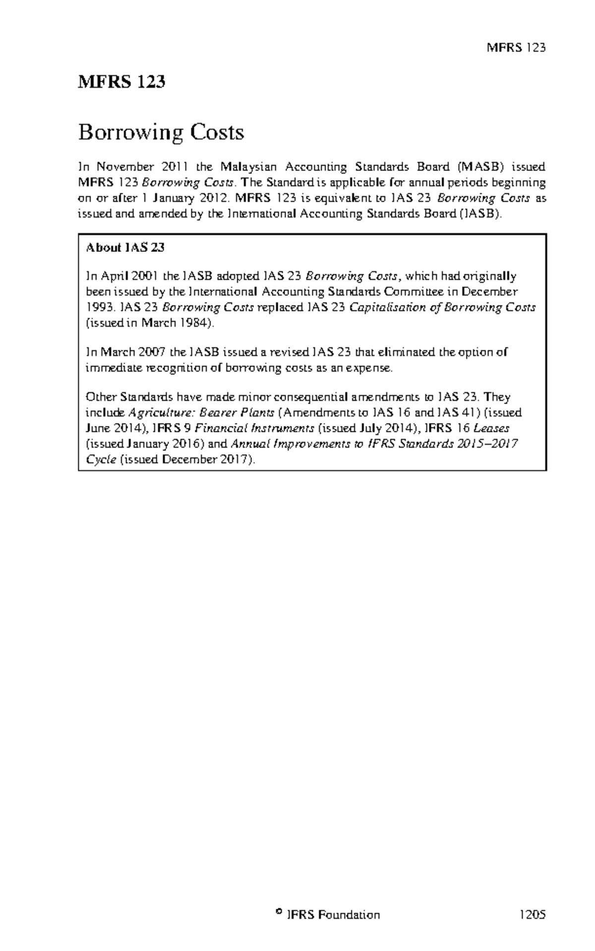 MFRS123 - Borrowing Costs: Malaysian Accounting Standard Overview - Studocu