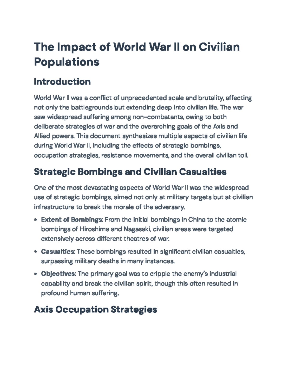 The Impact of WWII on Civilians: Bombings, Occupations & Resistance ...