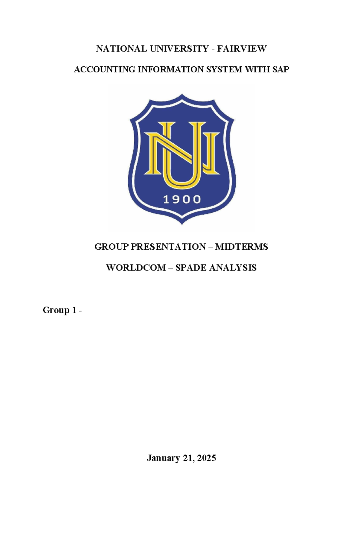 AIS - Group Research - Initial - NATIONAL UNIVERSITY - FAIRVIEW ...