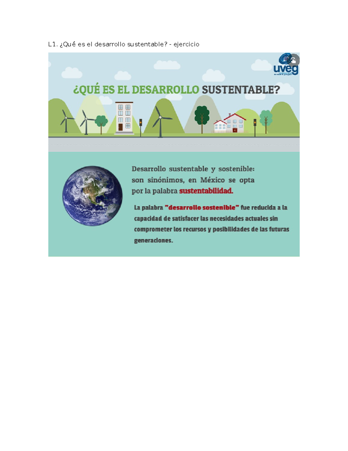 Lección 1 Que es el desarrollo sustentable - Desarrollo Sustentable v1 - L1. ¿Qué es el ...