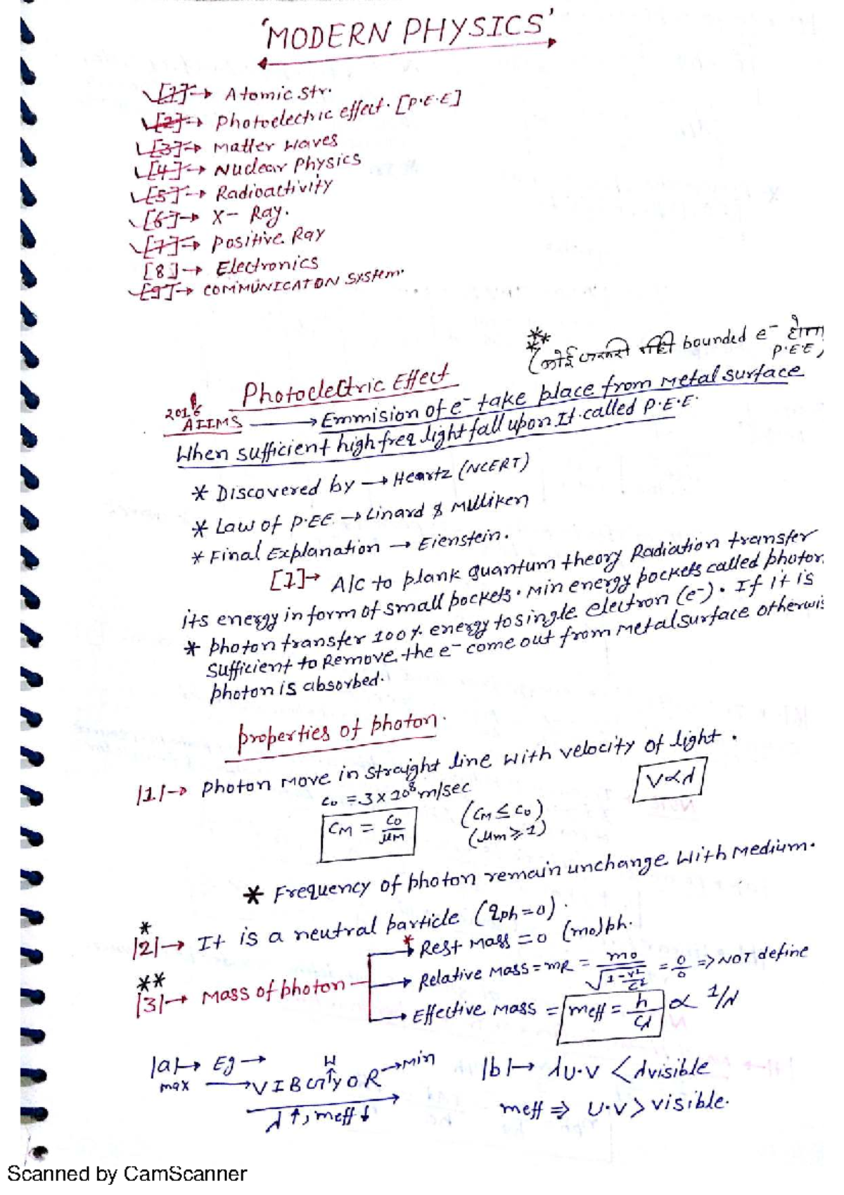 Modern Physics Short Notes: Atomic Structure, Photoelectric Effect ...