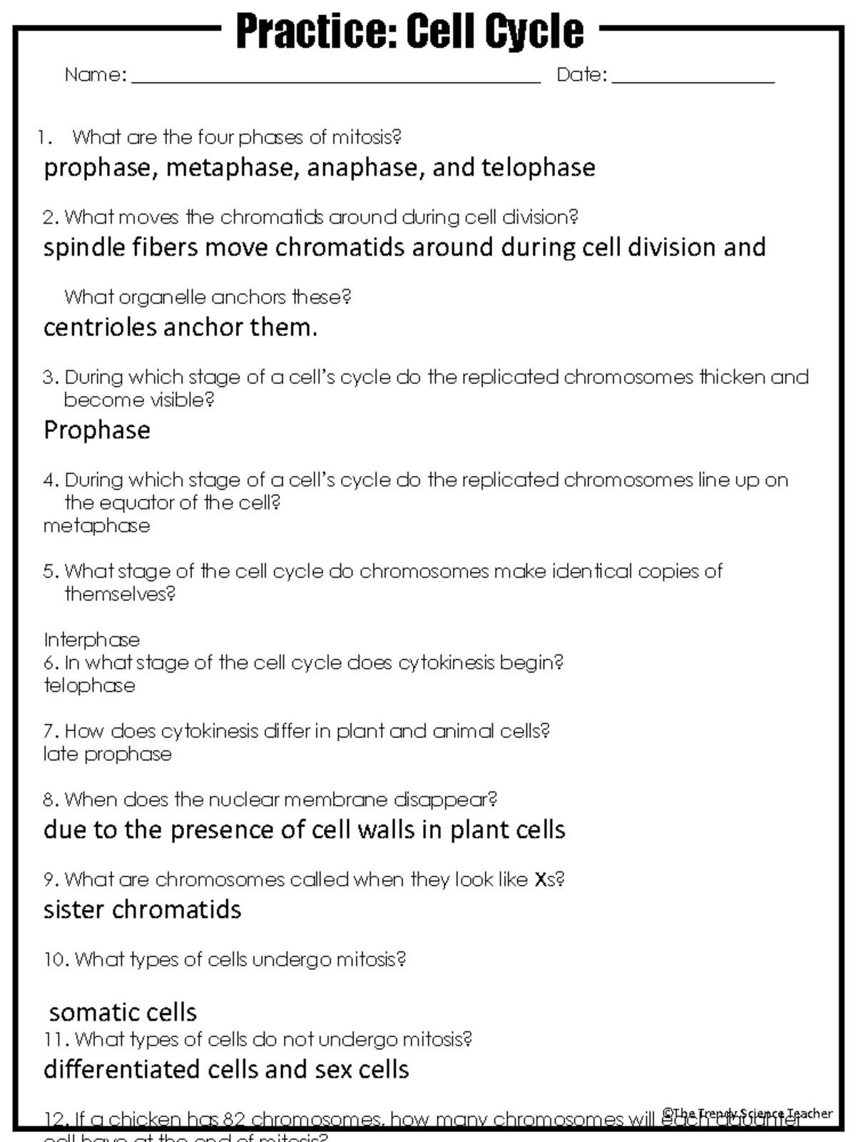 Practice: Cell Cycle Worksheet (Biology 101) - Studocu