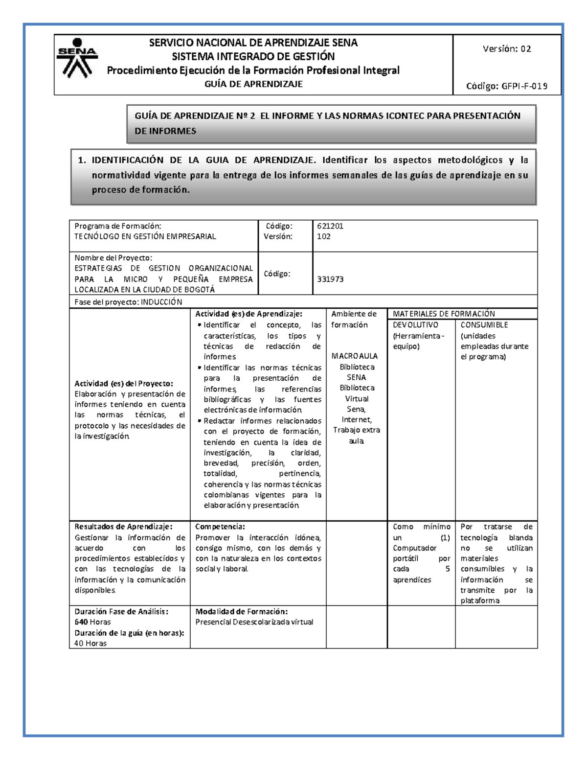 GFPI-F019-Guía 2. El informe - SERVICIO NACIONAL DE APRENDIZAJE SENA SISTEMA INTEGRADO DE ...