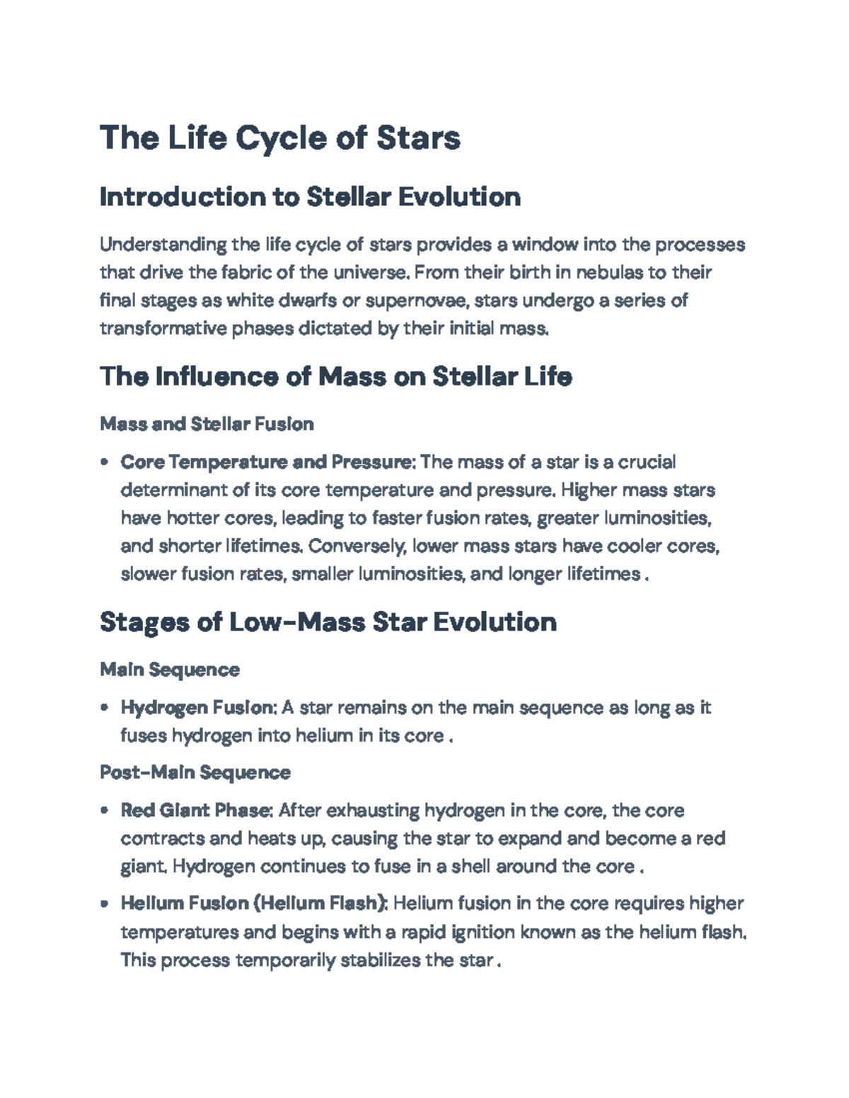 The Life Cycle of Stars: Understanding Stellar Evolution and Mass ...